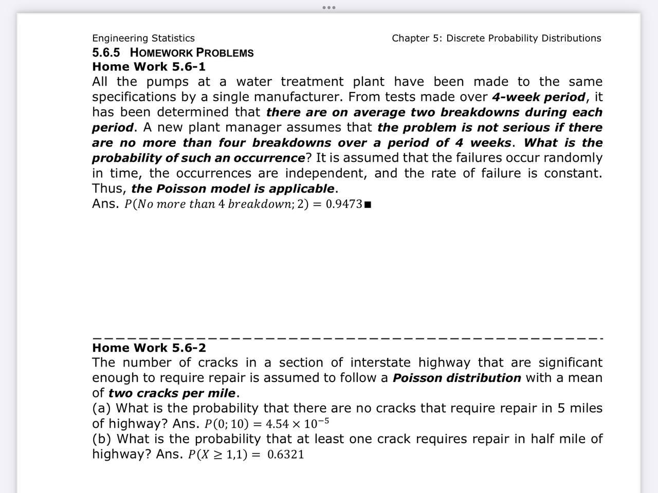 Solved Engineering Statistics Chapter 5: Discrete | Chegg.com