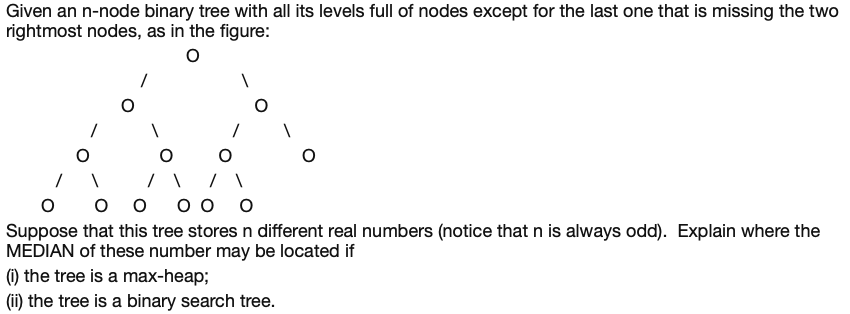 Solved Given an n-node binary tree with all its levels full | Chegg.com
