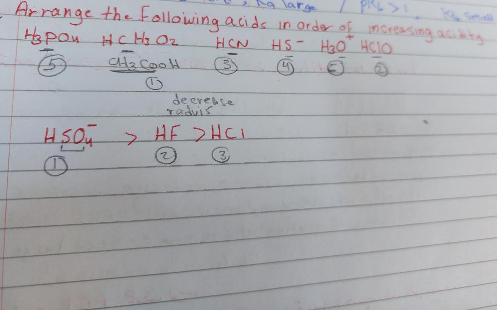 Solved Arrange the following acids in order of increasing | Chegg.com