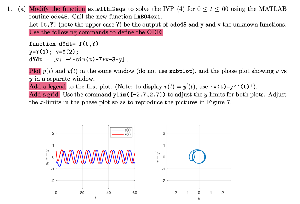 Solved A Modify The Function Exwith2eqs To Solve The Ivp 