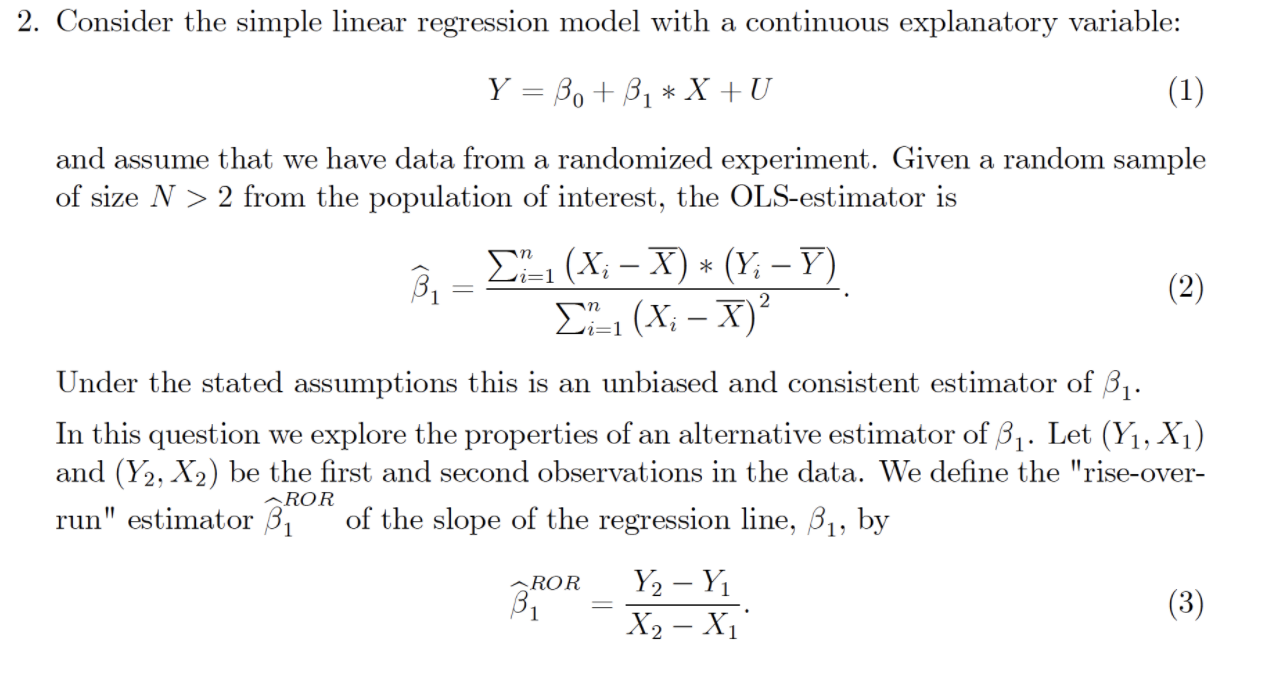 Solved 2. Consider the simple linear regression model with a | Chegg.com