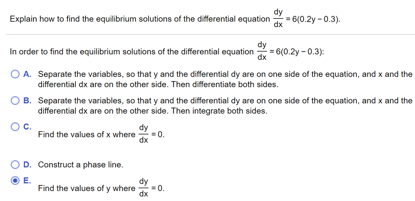 Solved dy Explain how to find the equilibrium solutions of | Chegg.com