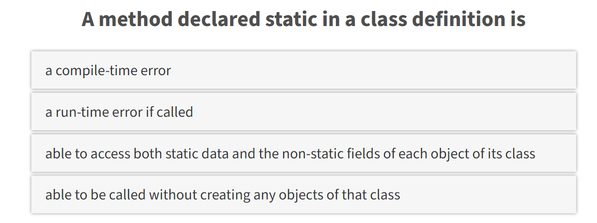 Solved A field declared static in a class definition is able | Chegg.com