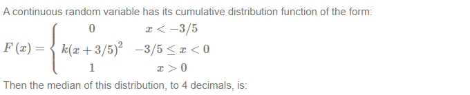 Solved A continuous random variable has its cumulative | Chegg.com