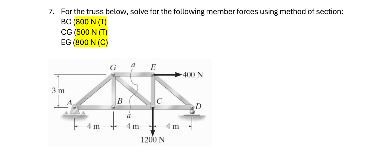 Solved 7 ﻿Subject: Statics of Rigid Bodies Course: Civil | Chegg.com