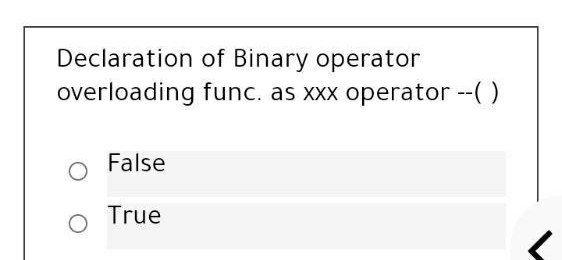 Solved Declaration of Binary operator overloading func. as | Chegg.com