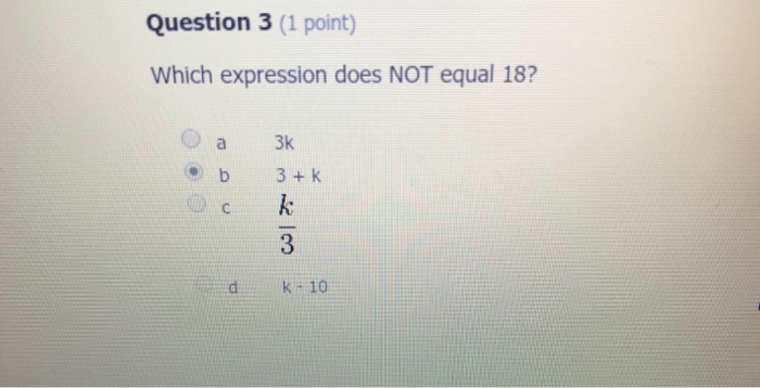 Solved Question 3 (1 point) Which expression does NOT equal | Chegg.com