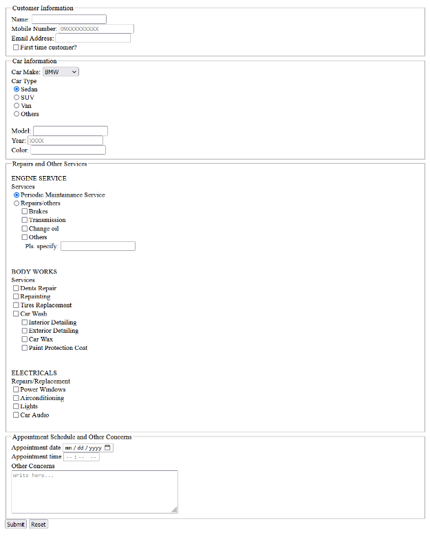 Solved Practice Exercise:Create an HTML page of a Car | Chegg.com