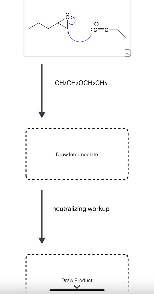 Solved Q CH3CH2OCH2CH3 Draw Intermediate neutralizing workup | Chegg.com