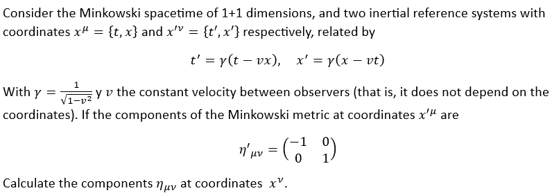 Solved Consider the Minkowski spacetime of 1+1 ﻿dimensions, | Chegg.com