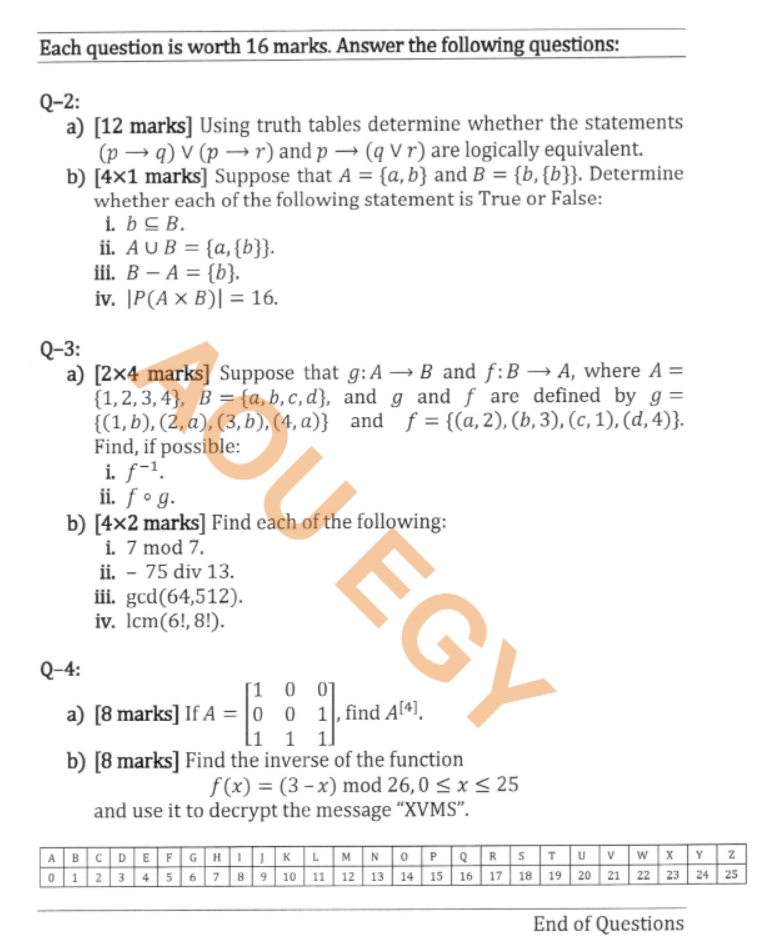 Solved Each question is worth 16 marks. Answer the following | Chegg.com
