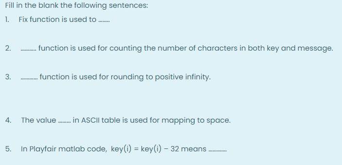 Solved Fill in the blank the following sentences: 1 Fix | Chegg.com