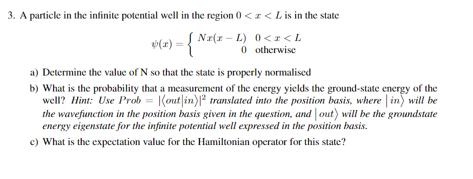 Solved 3. A particle in the infinite potential well in the | Chegg.com