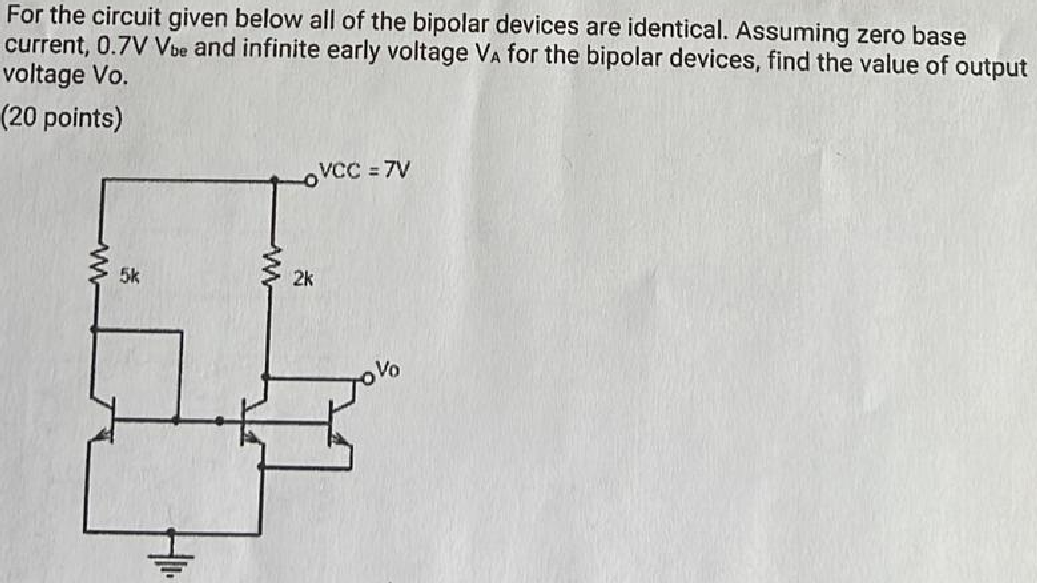 Solved For the circuit given below all of the bipolar | Chegg.com