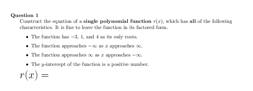 Solved Question 1 Construct the equation of a single | Chegg.com