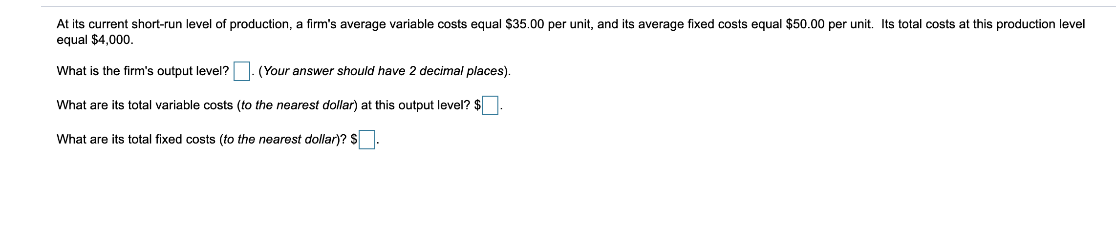 Solved At its current short-run level of production, a | Chegg.com