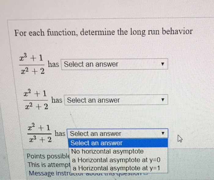 Solved For each function, determine the long run behavior 3 | Chegg.com