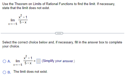 Solved Use the Theorem on Limits of Rational Functions to | Chegg.com