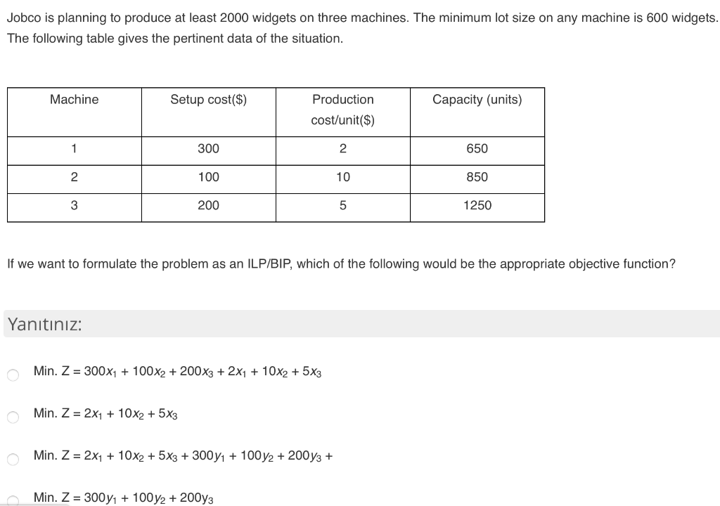 Solved Jobco is planning to produce at least 2000 widgets on | Chegg.com