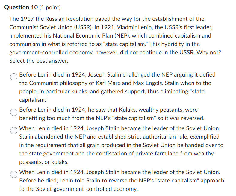 The 1917 the Russian Revolution paved the way for the | Chegg.com
