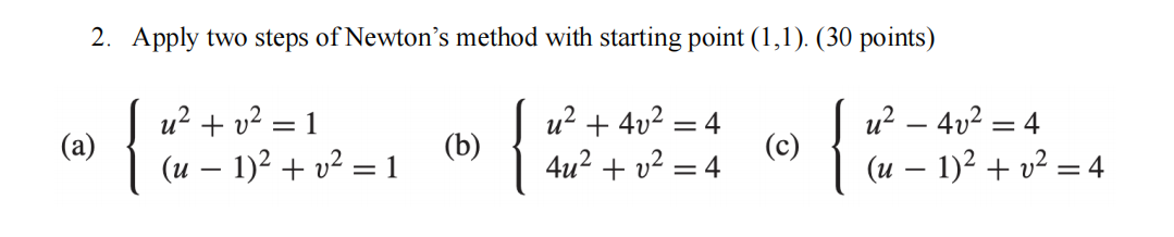 Solved 2. Apply two steps of Newton's method with starting | Chegg.com