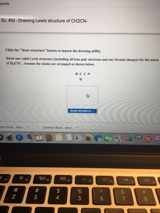 Solved points Ex. 41d-Drawing Lewis structure of CH2CN Click | Chegg.com