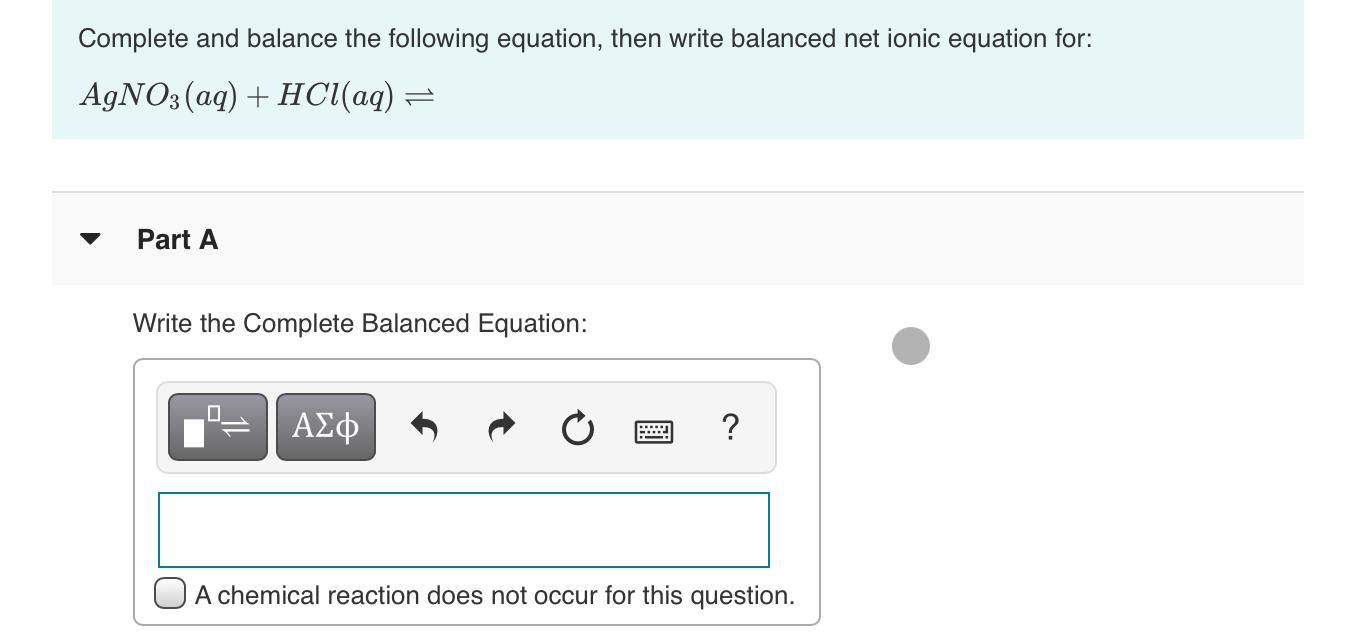 Solved Complete and balance the following equation, then | Chegg.com