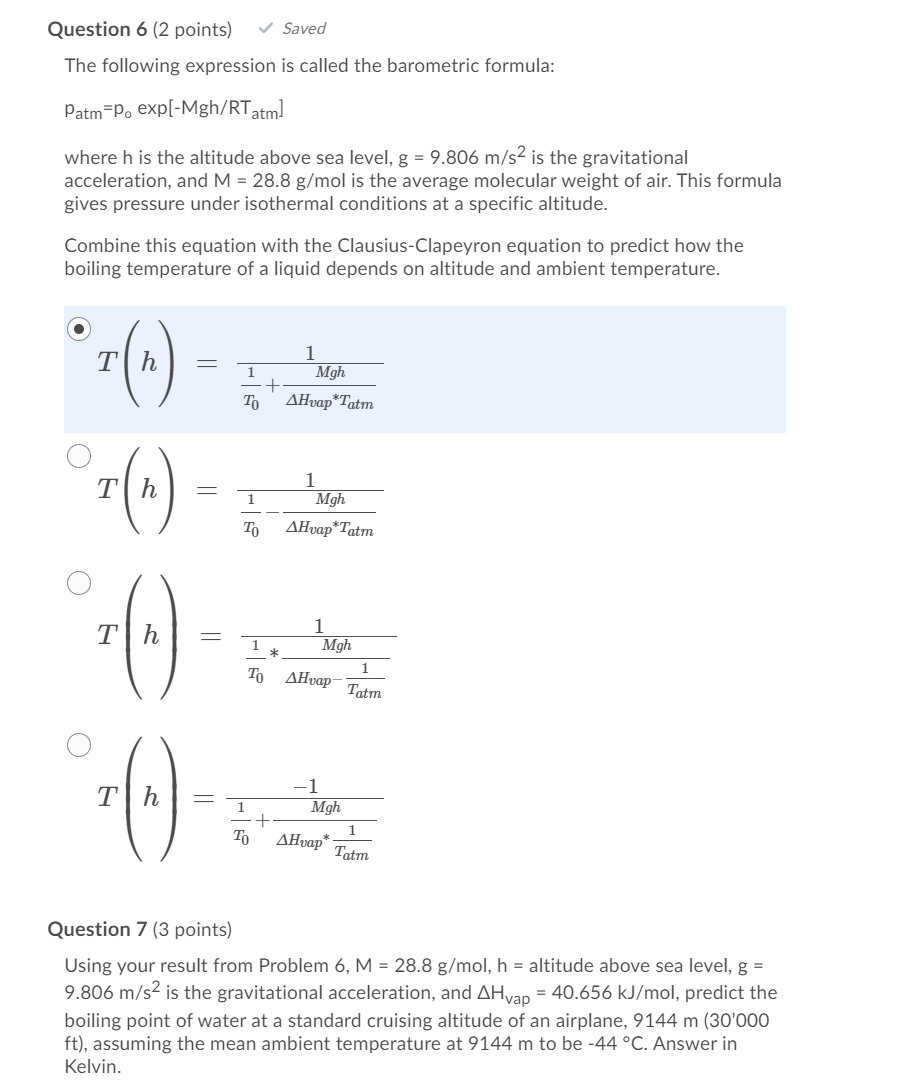 Solved Question 6 (2 points) Saved The following | Chegg.com