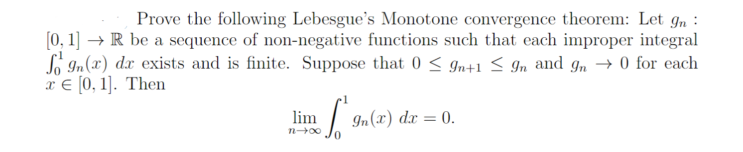Solved Prove the following Lebesgue's Monotone convergence | Chegg.com