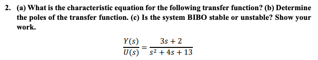 Solved 2. (a) What is the characteristic equation for the | Chegg.com