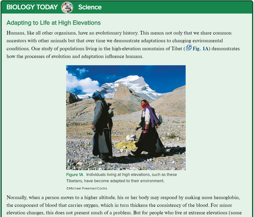 Solved BIOLOGY TODAY Science Adapting to Life at High | Chegg.com