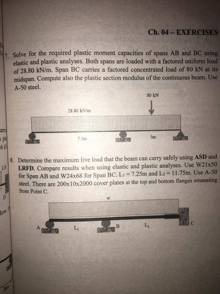 Solved Ch. 04 - EXERCISES 7. Solve for the required plastic | Chegg.com