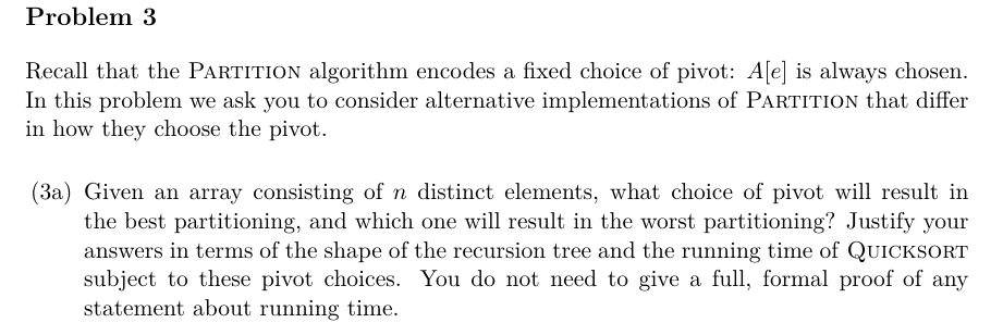Solved Problem 3 Recall that the PARTITION algorithm encodes | Chegg.com
