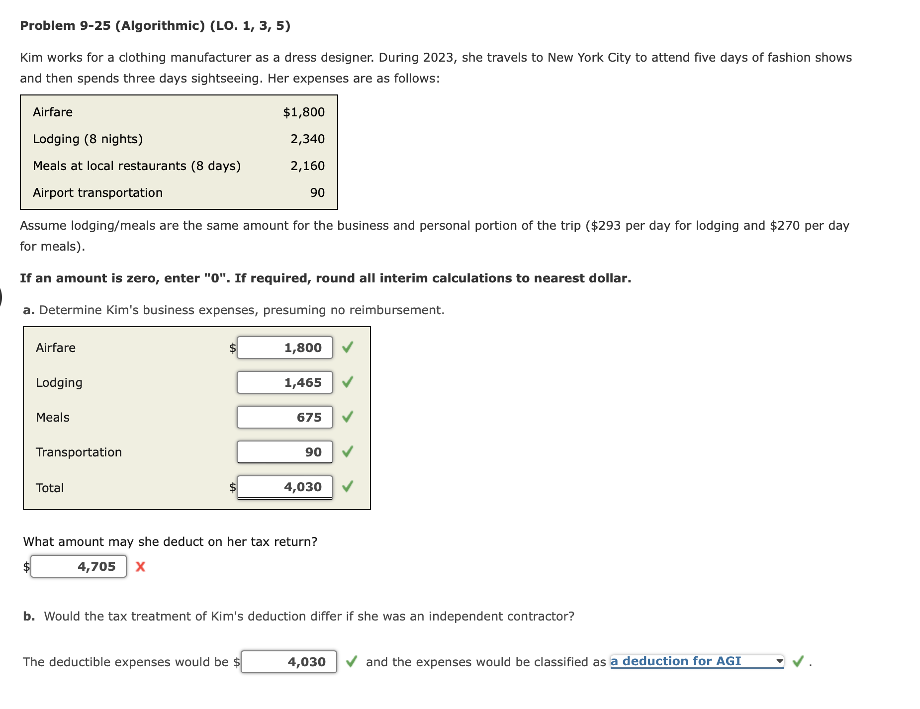 Solved Problem 9-25 (Algorithmic) (LO. 1, 3, 5)Kim works for | Chegg.com