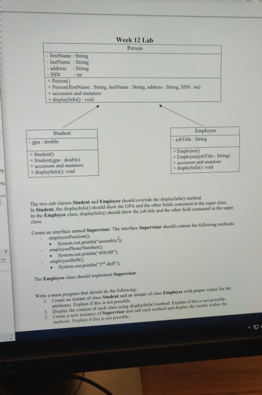 Week 12 Lab Person firstName : String - lastName : | Chegg.com