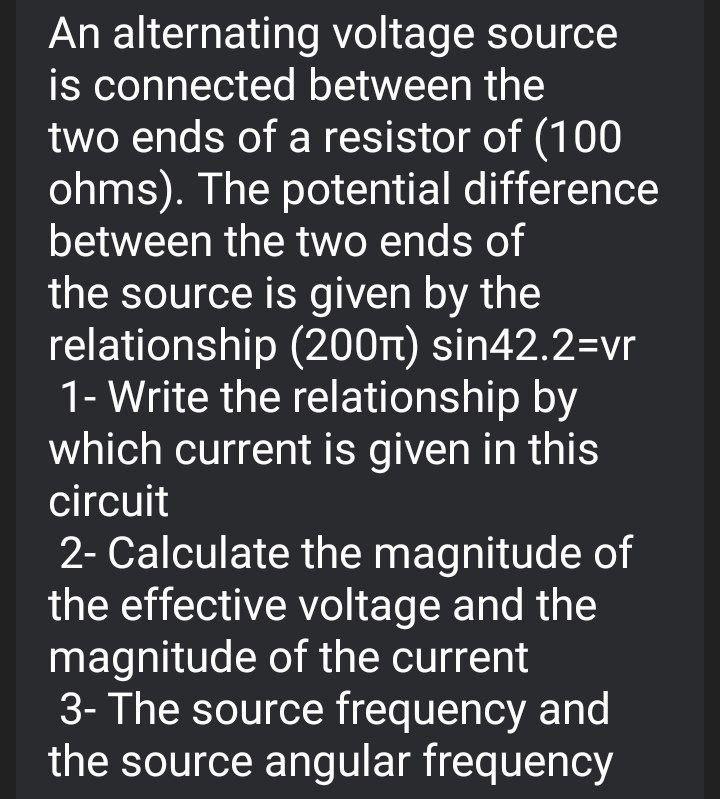 Solved An alternating voltage source is connected between | Chegg.com