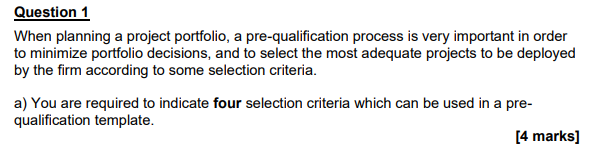 Solved Question 1 When planning a project portfolio, a | Chegg.com