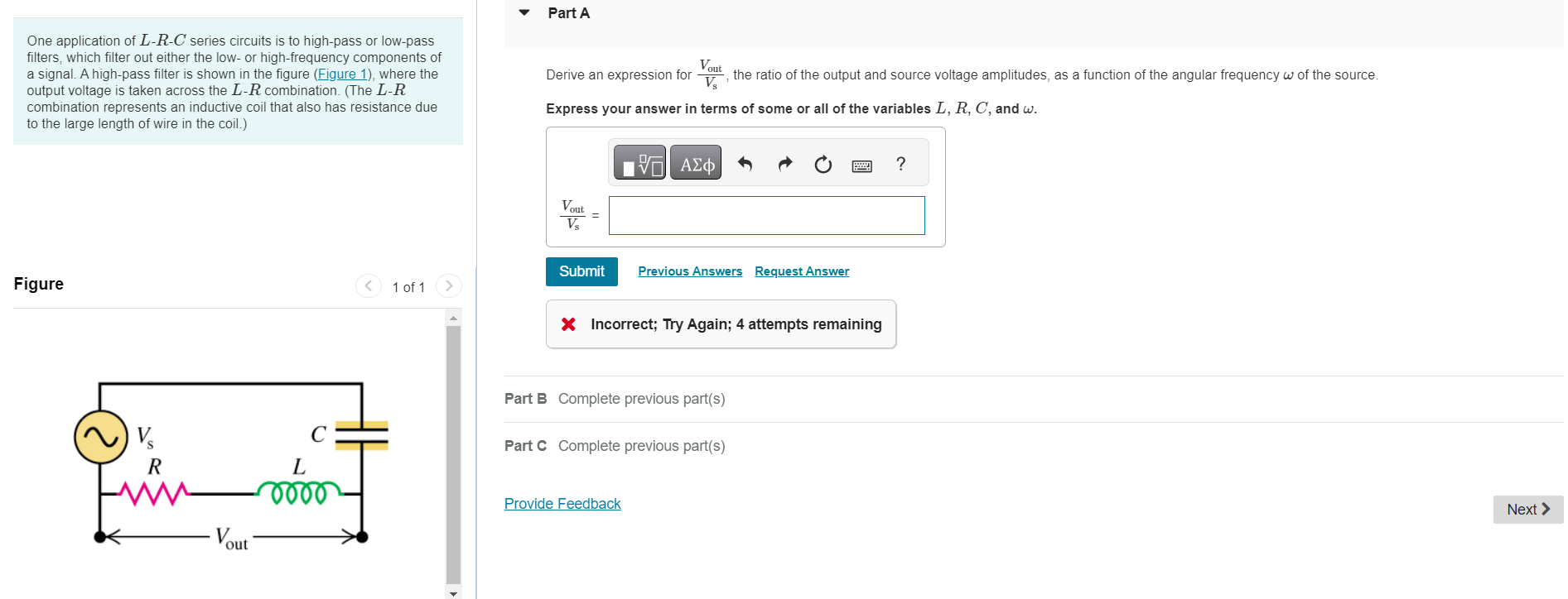 Solved One application of L -R -C series circuits is to | Chegg.com