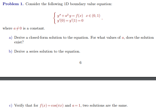 Solved Problem 1. ﻿Consider the following 1D ﻿boundary value | Chegg.com