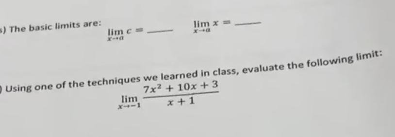 Solved ) The basic limits are: limx→ac=limx→ax= Using one of | Chegg.com