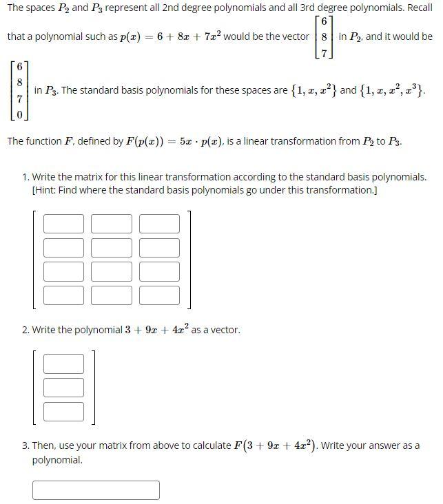 Solved The spaces P2 and P3 represent all 2 nd degree | Chegg.com