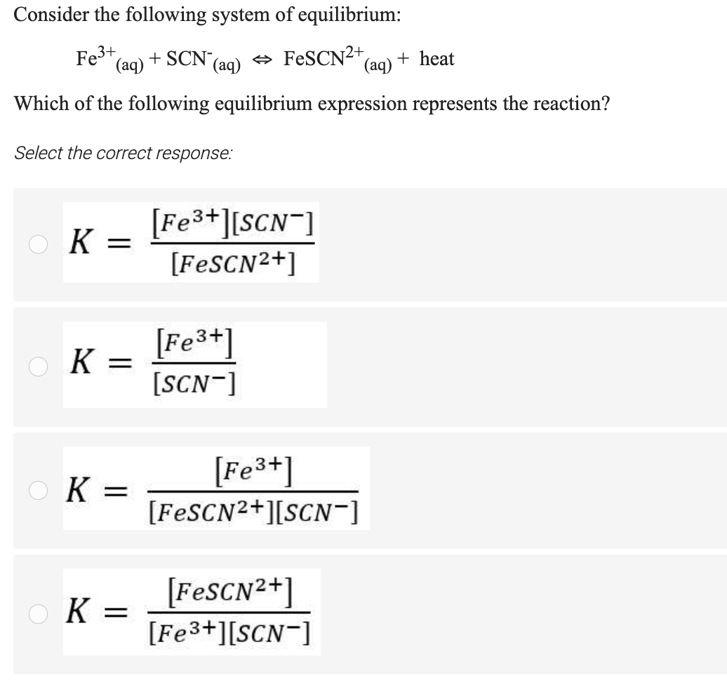 Solved Consider the following system of equilibrium: | Chegg.com