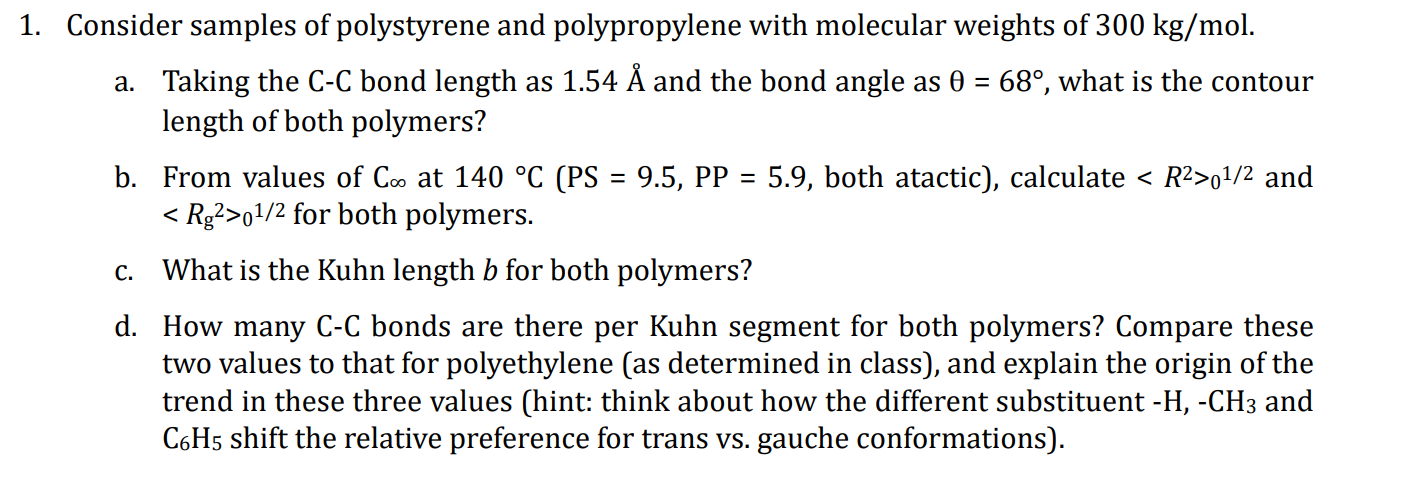 Solved Consider samples of polystyrene and polypropylene | Chegg.com