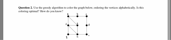 Solved Question 2. Use the greedy algorithm to color the | Chegg.com