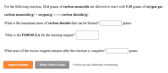Solved For the following reaction. 13.6 grams of carbon | Chegg.com
