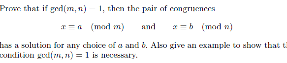 Solved Prove that if gcd(m, n) -1, then the pair of | Chegg.com