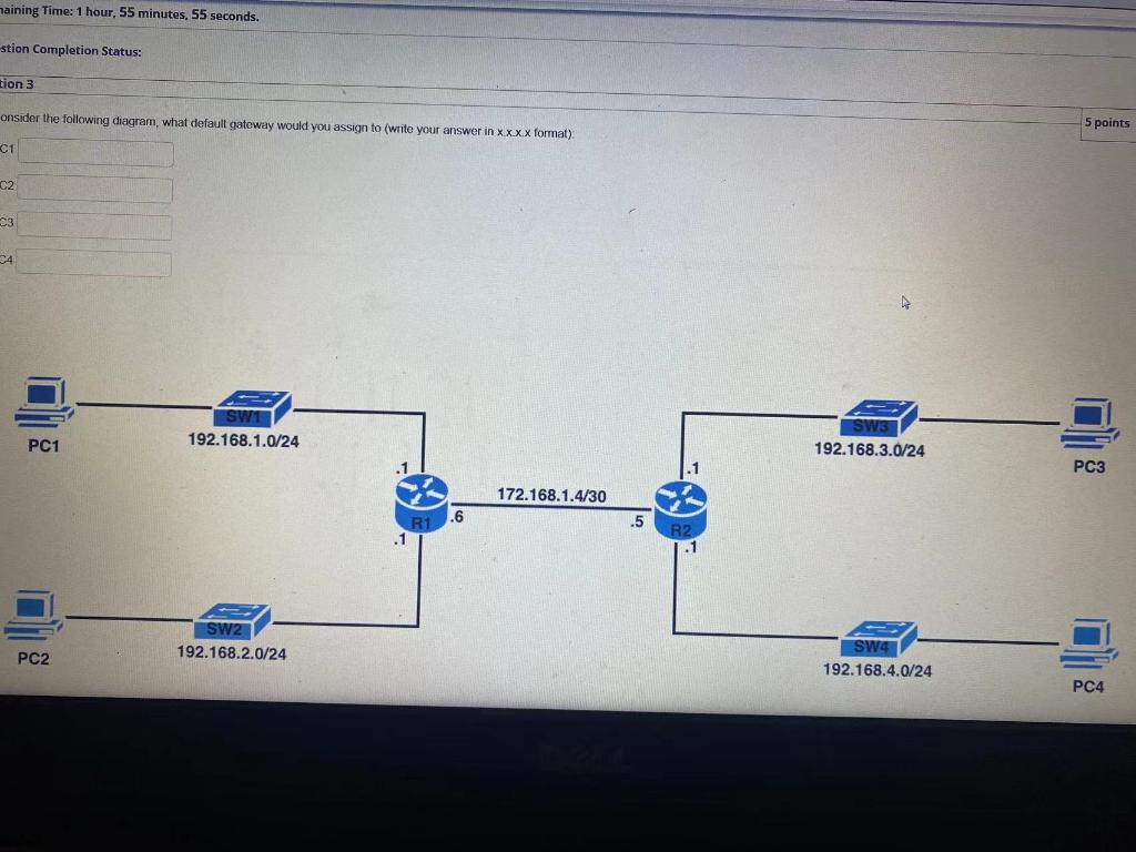 Solved onsider the following diagram, what default gateway | Chegg.com
