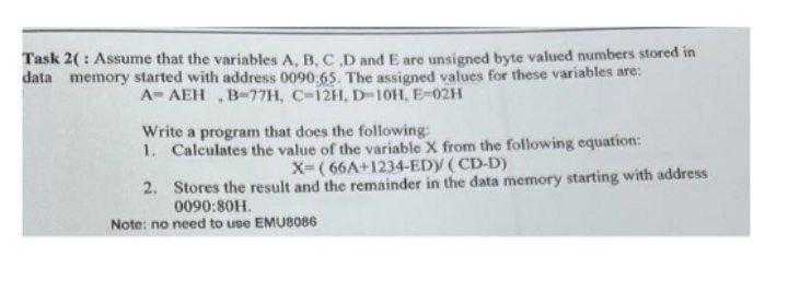 Solved Task 20 : Assume that the variables A, B, C, D and E | Chegg.com