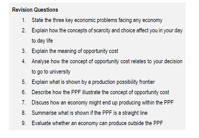 Solved Revision Questions 1. State the three key economic | Chegg.com