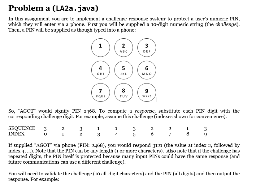 Solved Problem a (LA2a.java) In this assignment you are to | Chegg.com